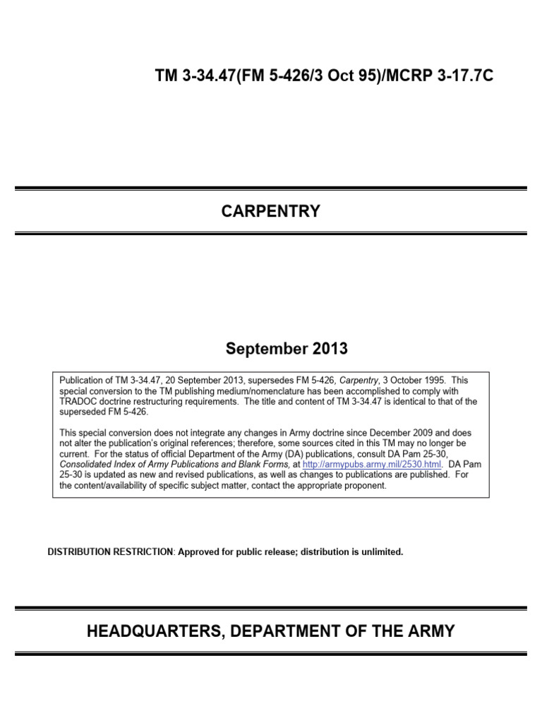 Carpentry Author Army Publishing Directorate | PDF | Building ...