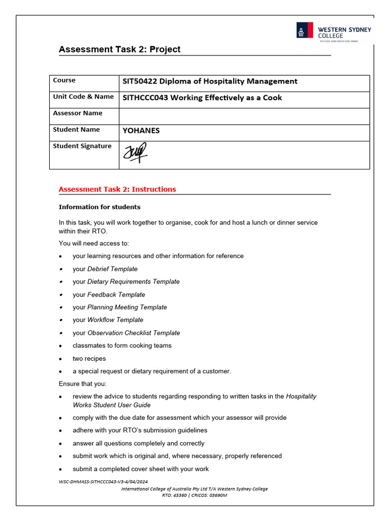 Assessment Task 2 Sithccc043 Pdf Career Growth