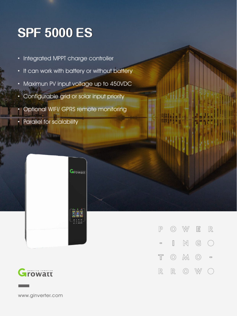 5Kw-48V-Growatt-SPF-5000-ES-datasheet | PDF | Alternating Current ...
