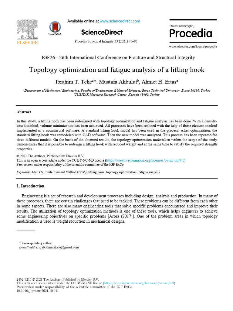Topology Optimization and Fatigue Analysis | PDF | Stress (Mechanics ...