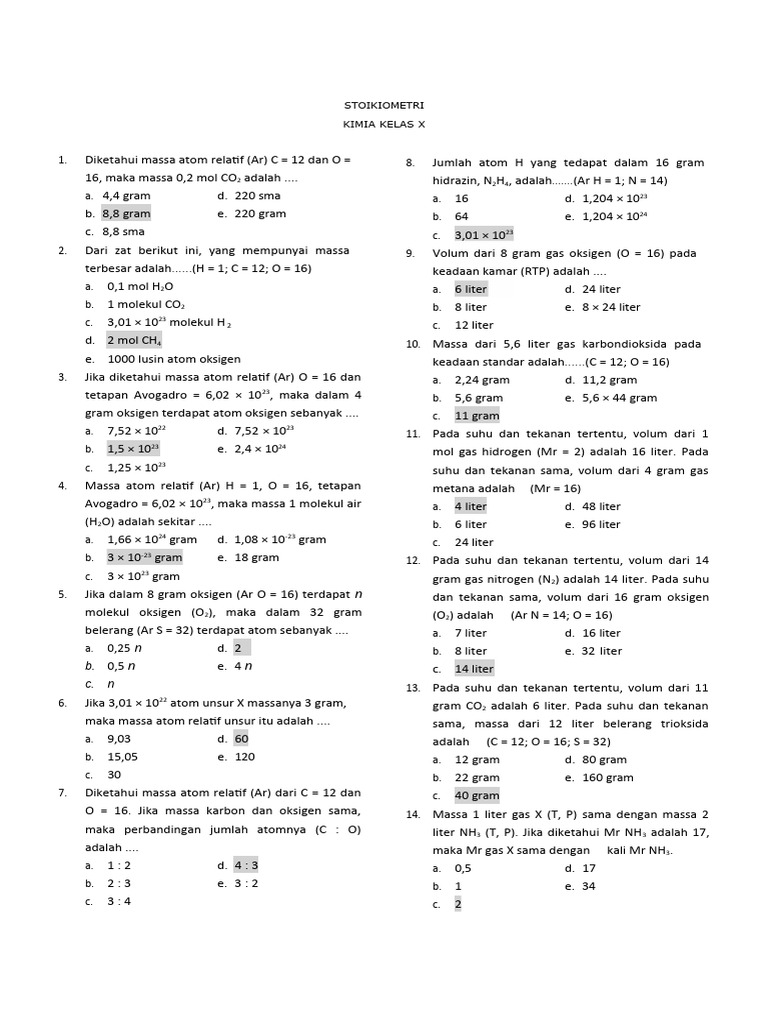 Soal Stoikio X | PDF