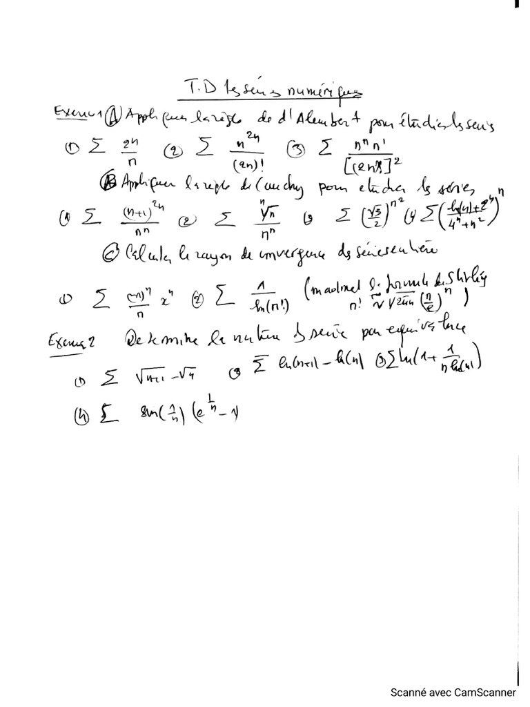 TD Séries Numériques | PDF