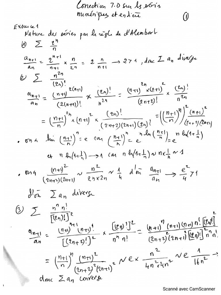 TD Séries Numériques Corrections | PDF