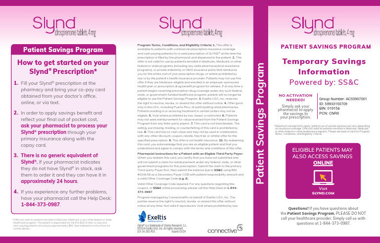 SLY-24-282-R00 Slynd Copay Card Temp FNL | PDF | Medical Prescription ...