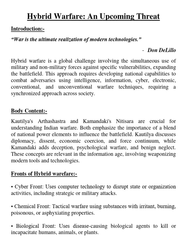 Hybrid Warfare Essay | PDF | Cyberwarfare | Security Hybrid Warfare Essay | PDF | Cyberwarfare | Security