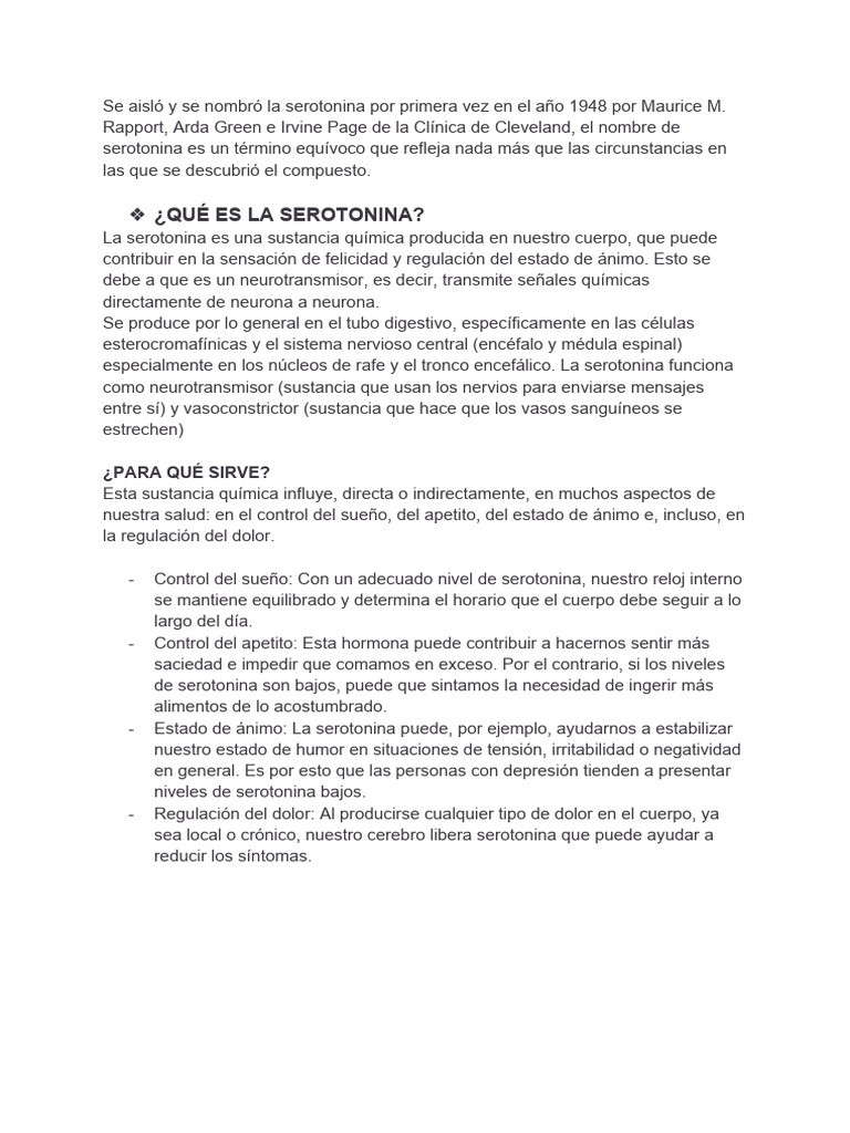 SEROTONINA | PDF | Serotonina | Triptófano