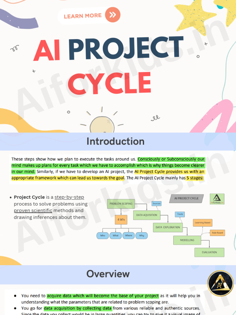 AI Project Cycle and 4Ws Canvas | PDF | Machine Learning | Artificial ...