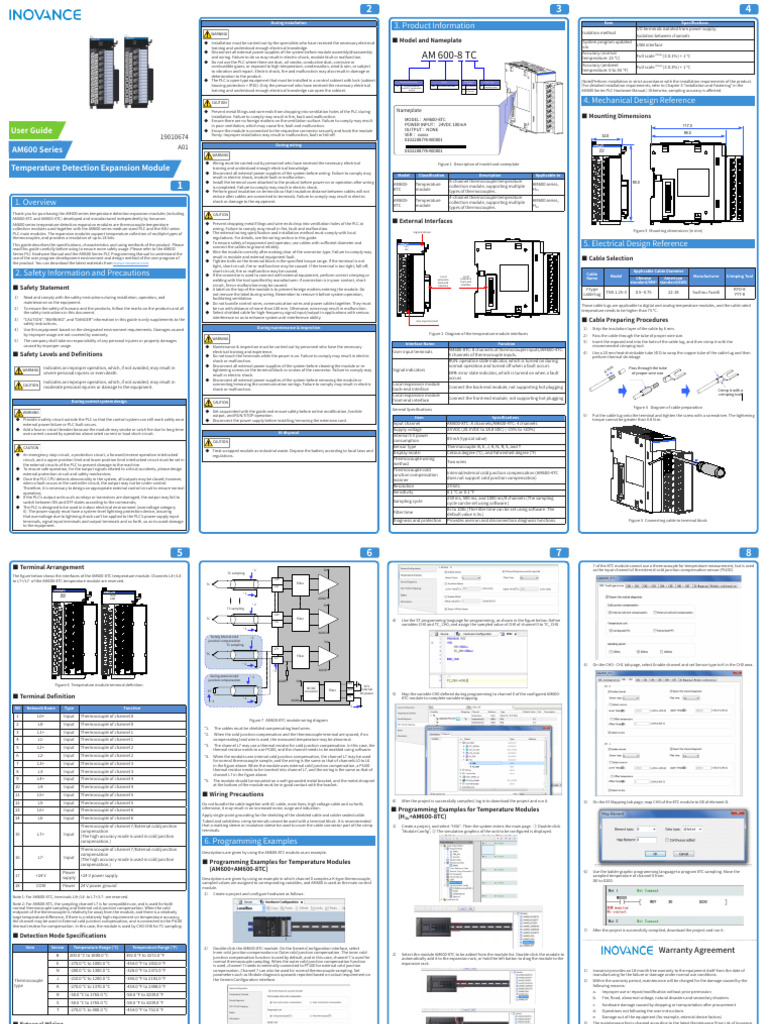 Inovance Am600 4TC 8TC PLC Temp Module Product Note English 20 4 20 | PDF | Electrical Connector ...