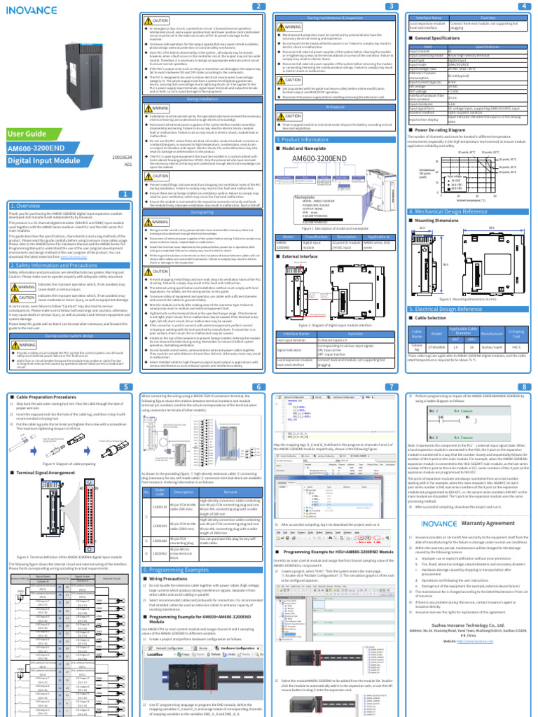 Inovance Am600 3200end Di Module Product Note English 20 4 20 | PDF ...