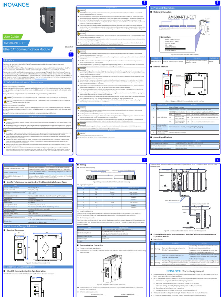 INOVANCE AM600 RTU ECTEtherCAT COMM MODULE PRODUCT NOTE ENGLISH 20 4 20 | PDF | Programmable ...