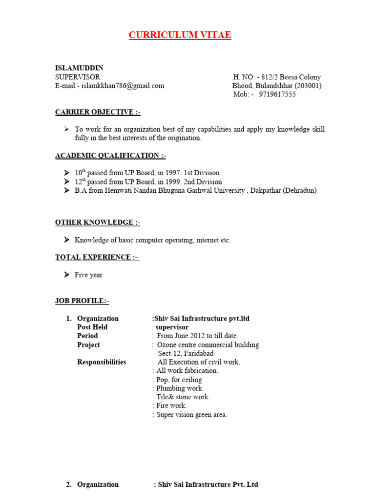 islam cv | PDF