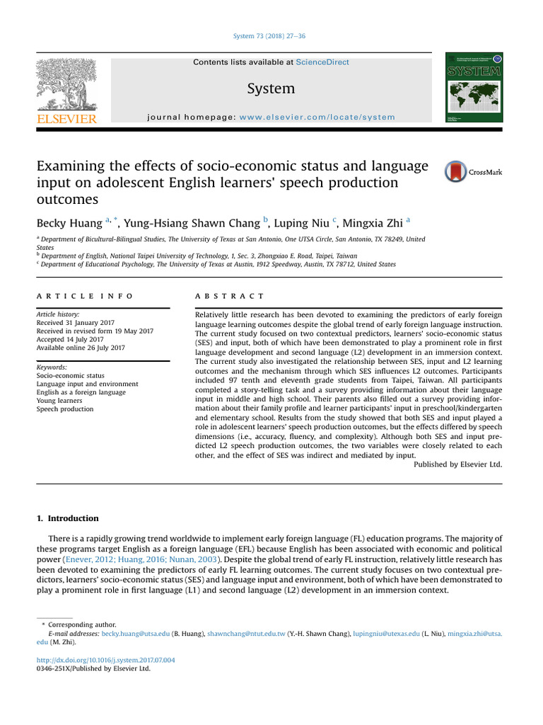 Examining The Effective of Socio Economic Status and Language Input On ... Examining The Effective of Socio Economic Status and Language Input On ...