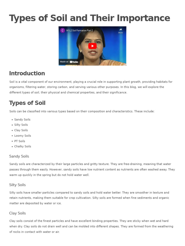 Types of Soil and Their Importance | PDF | Soil | Clay