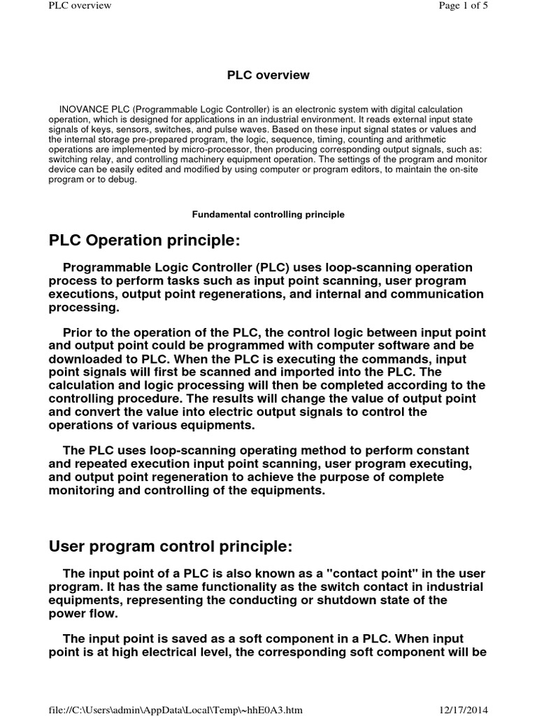 INOVANCE PLC Programming Overview | PDF | Programmable Logic Controller ...