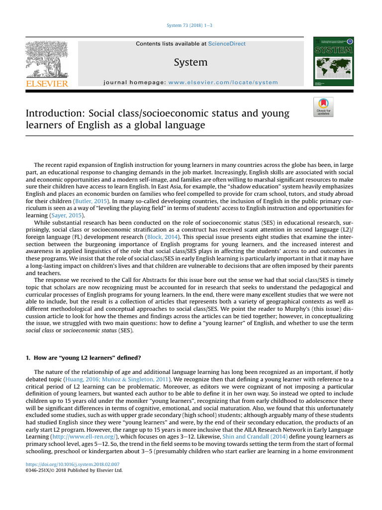 Introduction--Social-class-socioeconomic-status-and-young-learners_2018_Syst | Download Free PDF ...
