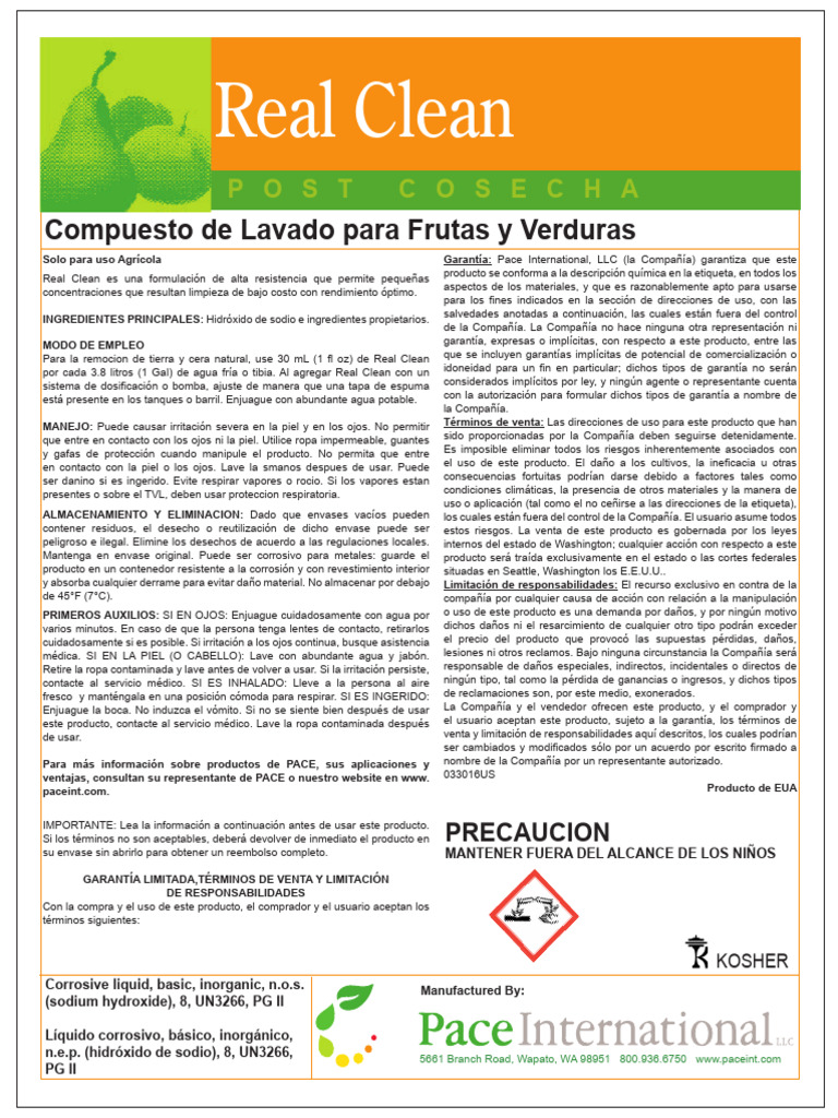 Etiqueta Real-Clean | PDF | Residuos | Agua