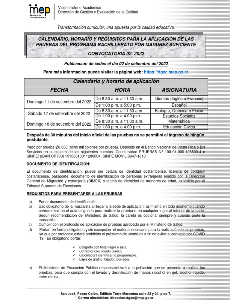 Calendario y Requisitos BXM 02-2022 | PDF | Documento de identidad