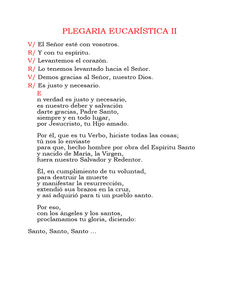 PLEGARIA EUCARÍSTICA II | Descargar gratis PDF | Cristo (título ...