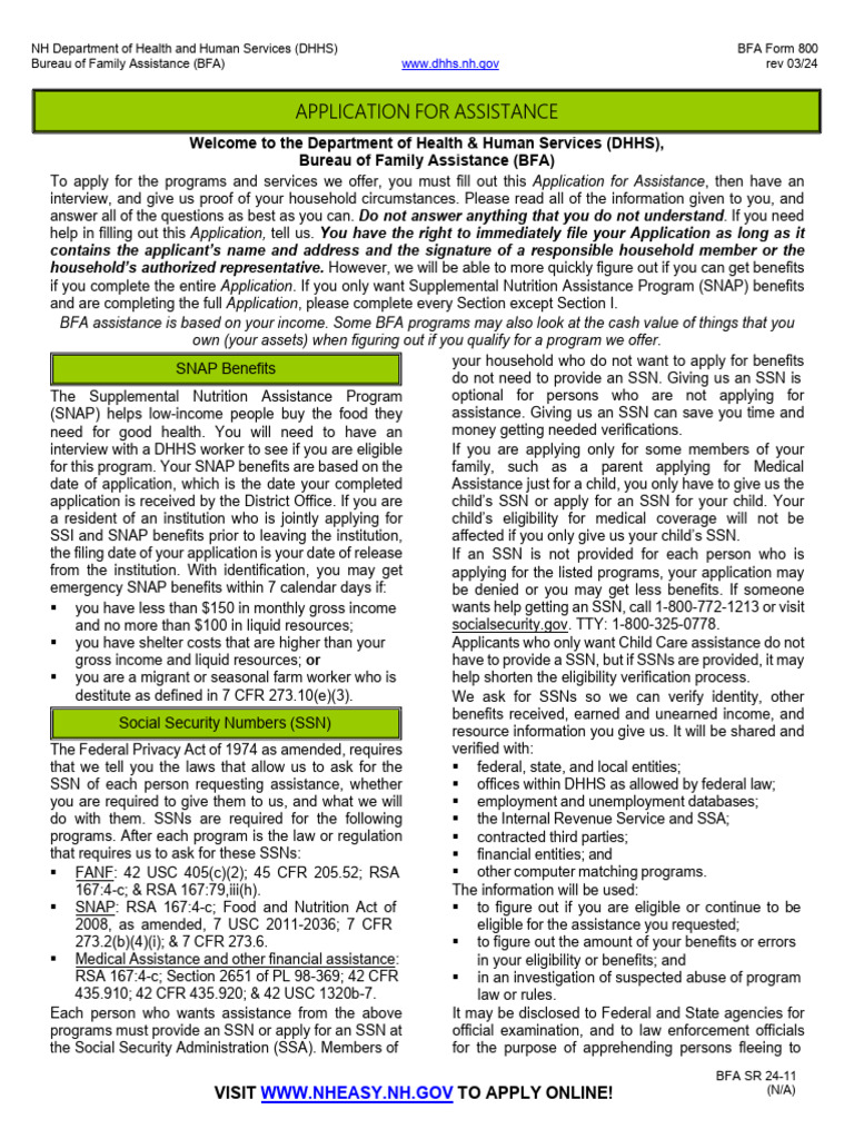 Application For Assistance | PDF | Medicaid | Social Security Number