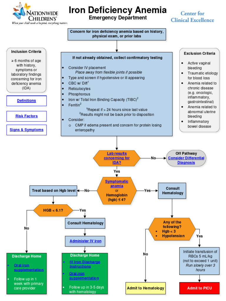 ED Iron Deficiency Anemia Clinical Pathway | PDF | Anemia | Medical ...