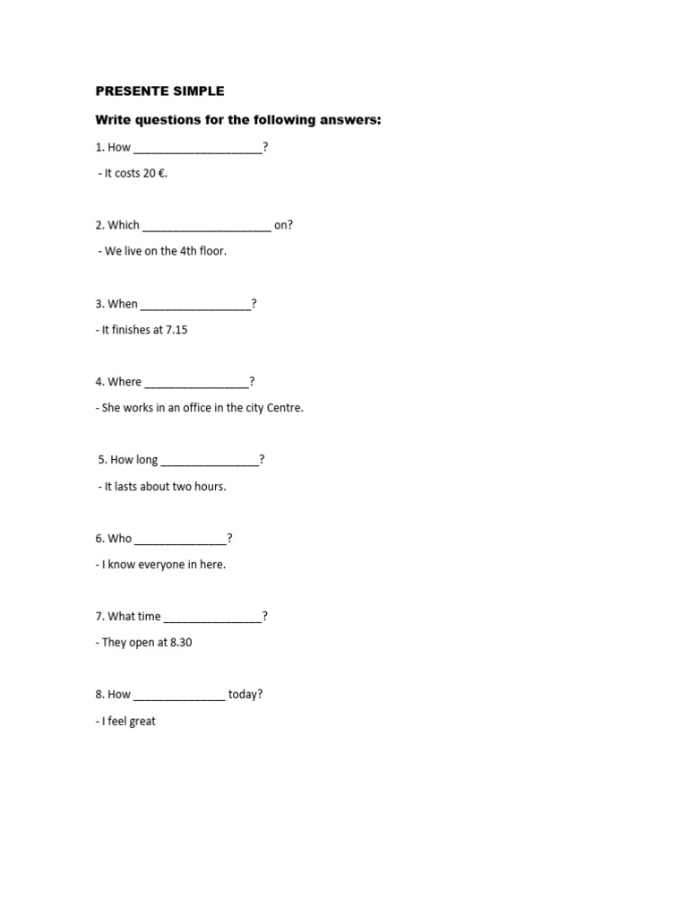 Presente Simple | PDF