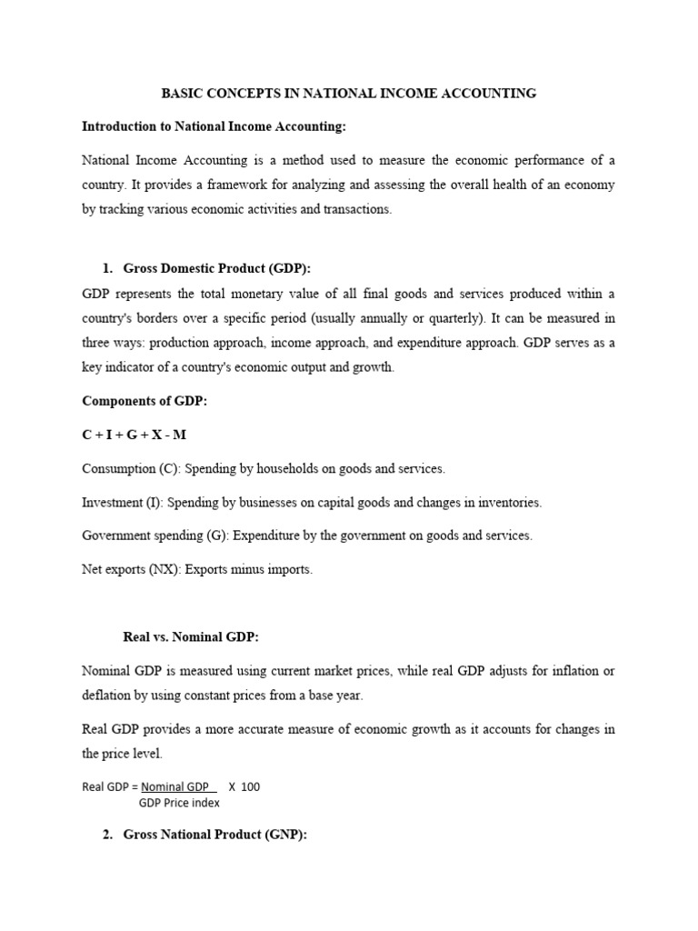 Basic Concepts of National Income Accounting | PDF | Gross Domestic ...