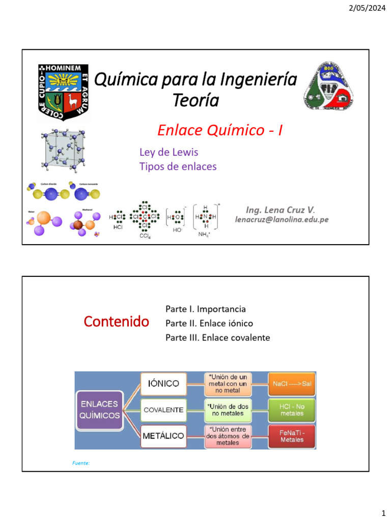 T4a - ENLACES QUIMICOS - I | PDF | Enlace químico | Enlace iónico