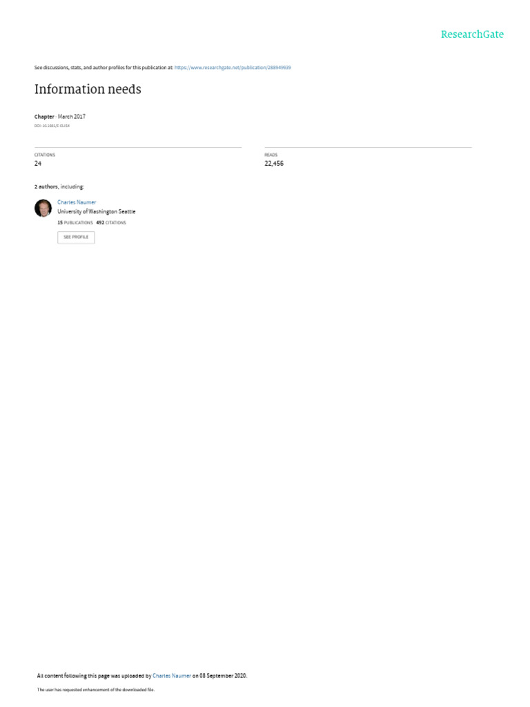 Naumer 2009ELISInformationNeeds | PDF | Information | Science