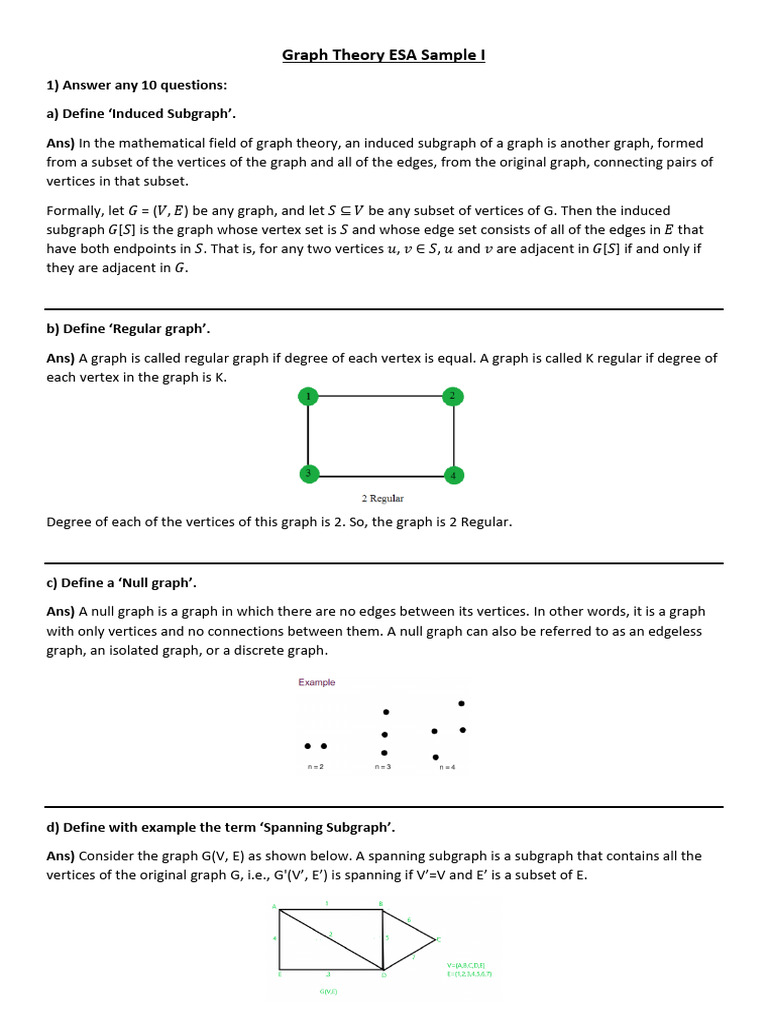 Graph Theory ESA Sample Questions | PDF | Vertex (Graph Theory ...
