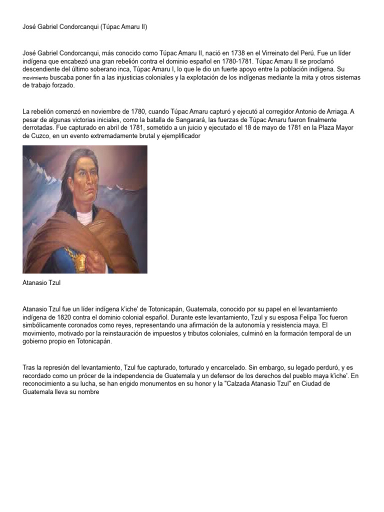 José Gabriel Condorcanqui | PDF | Guatemala | Economias