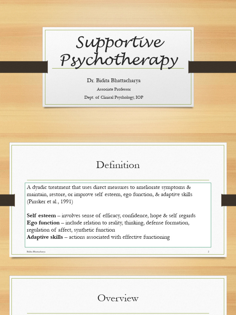 Supportive Therapy - Overview - Bidita | PDF | Psychotherapy | Anxiety