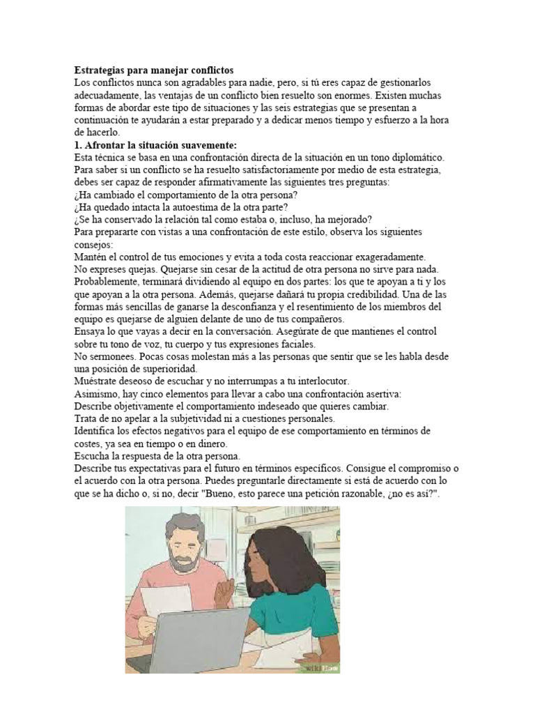 Estrategias para Manejar Conflictos | PDF | Comportamiento | Ira