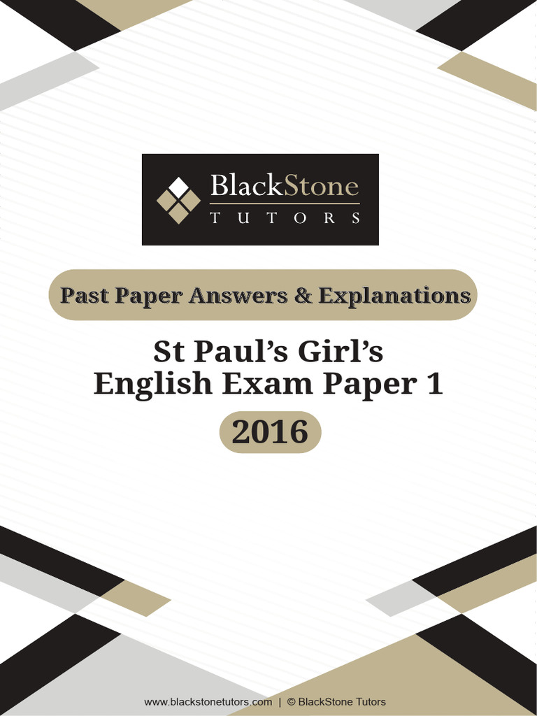 ST Paul S Girls English Exam Paper 1 2016 | PDF