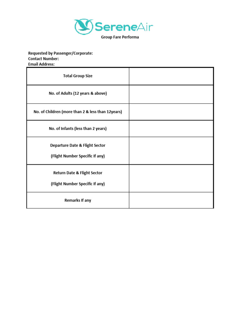Group Fare Request Form | PDF
