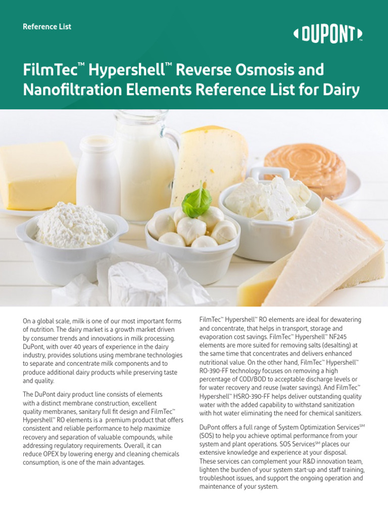NF FilmTec HyperShell Dairy Reference List 45 D04747 en | PDF | Membrane