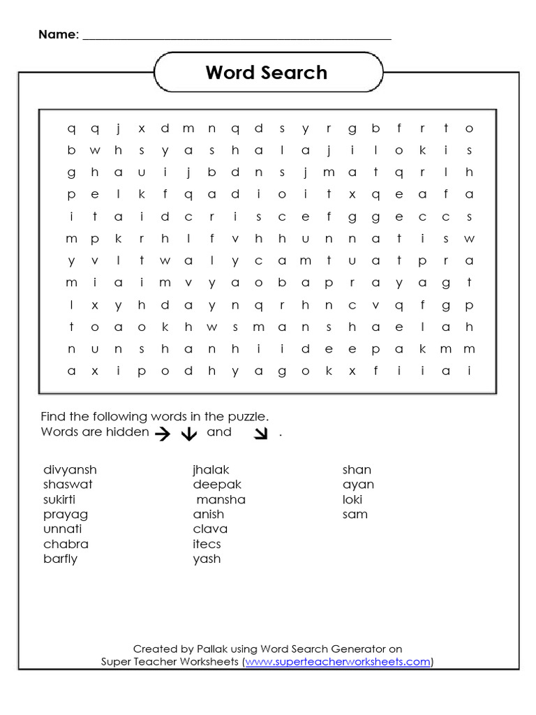 Super Teacher Worksheets Word Search | PDF | Word Search | Word Puzzles
