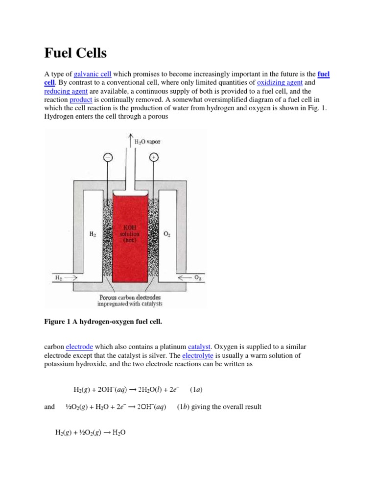 Fuel Cells: Galvanic Cell Oxidizing Agent Reducing Agent Product | PDF ...