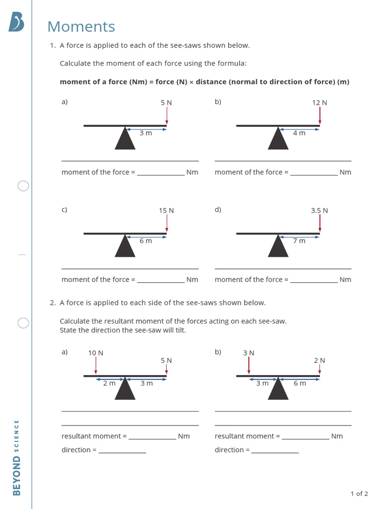 Examples of Moments in Forces | PDF