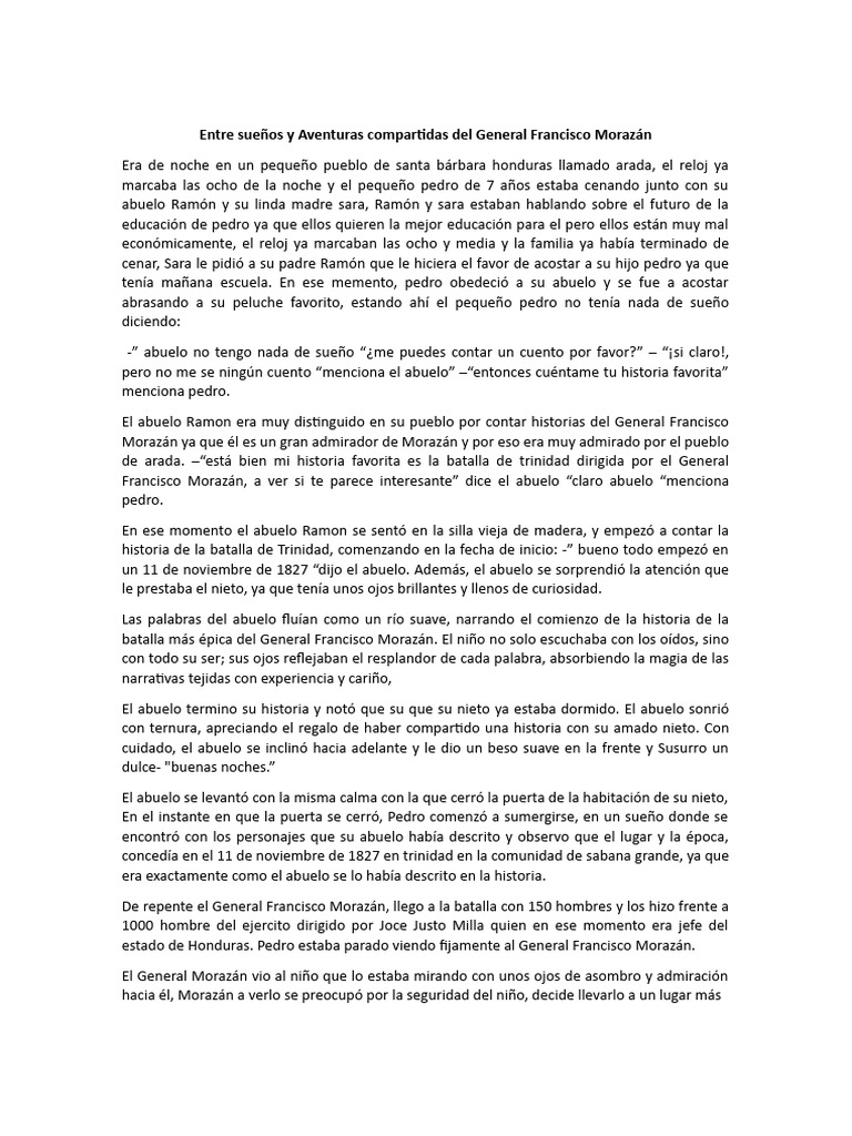 Entre Sueños y Aventuras Compartidas Del General Francisco Morazán - Zayra Hasbun | PDF | Poesía ...