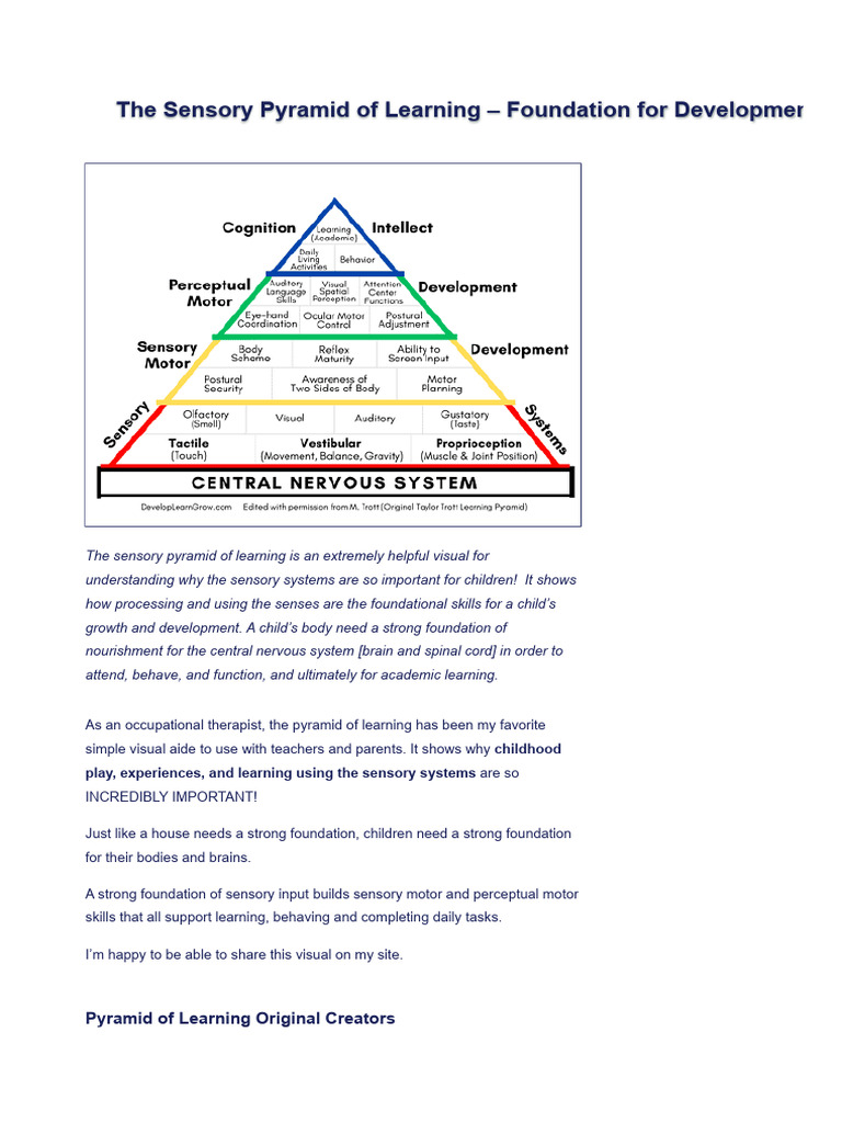 The Sensory Pyramid of Learning - Foundation for Development -1 | PDF