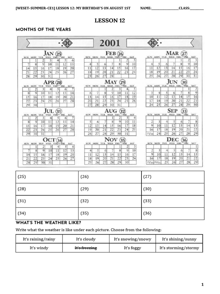 Lesson 12 - Numbers and Dates | PDF