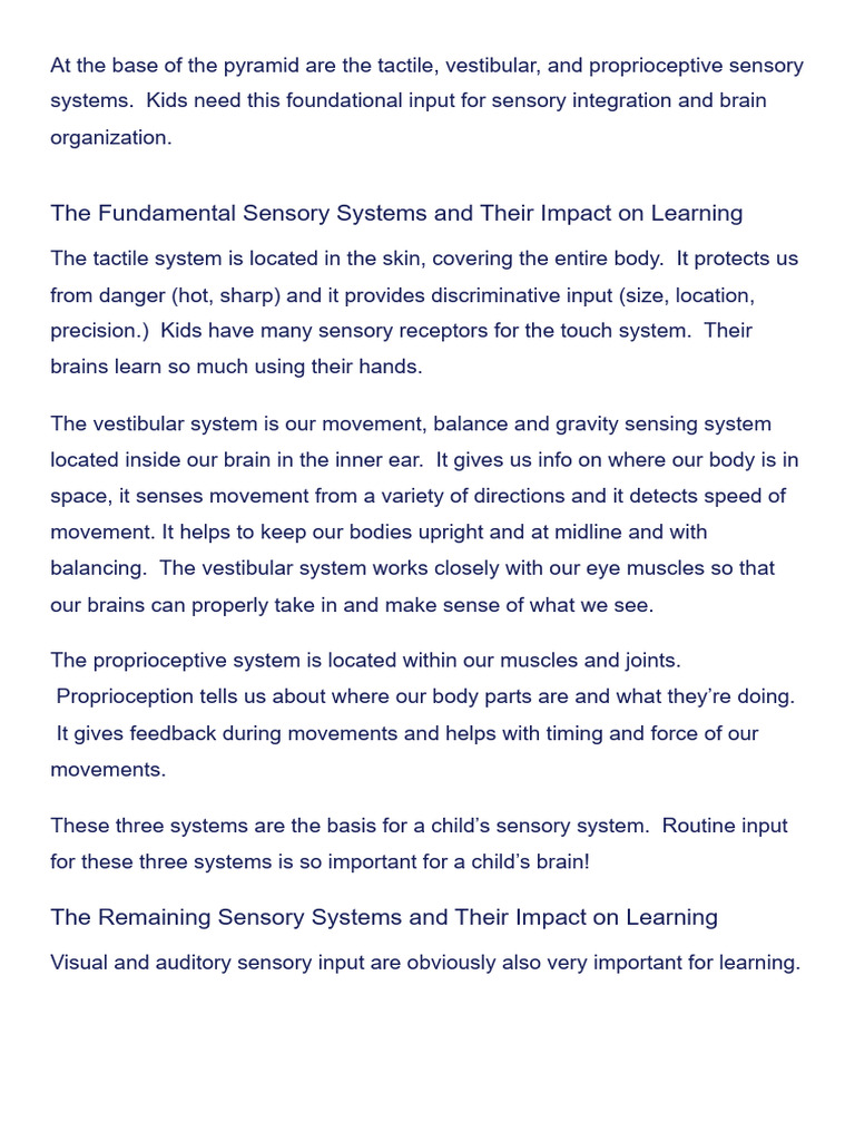 The Sensory Pyramid of Learning - Foundation For Development - 4 | PDF ...