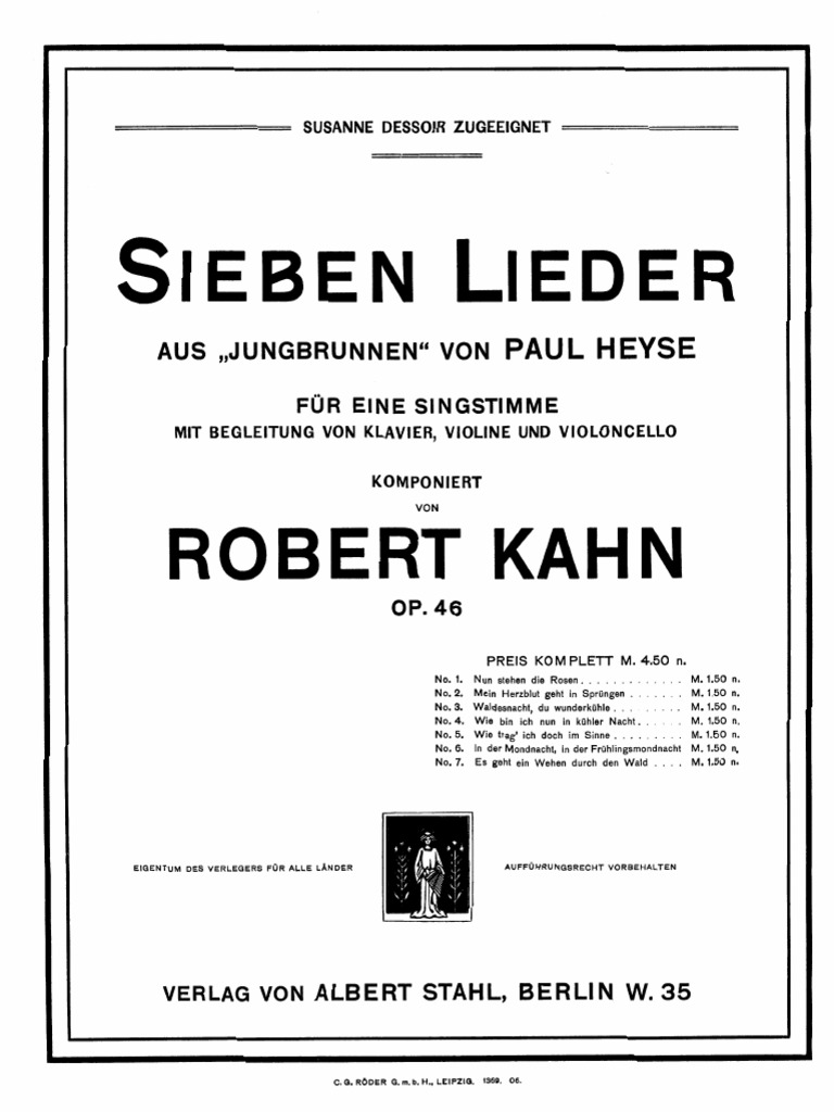 Kahn Sieben Lieder | PDF