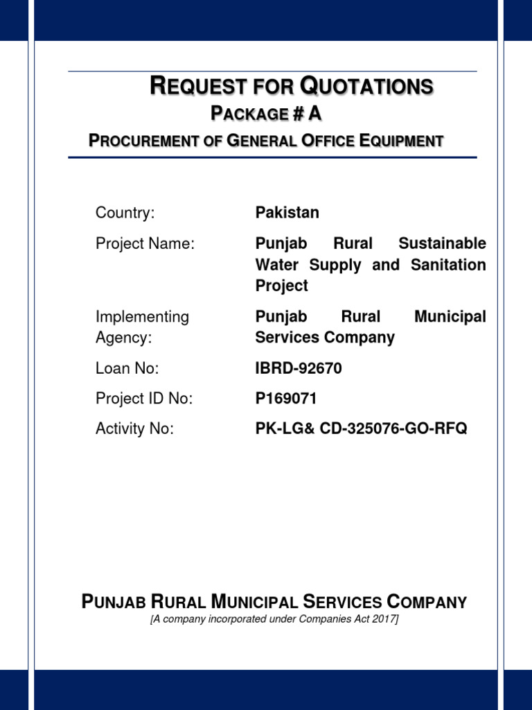 RFQ Document For The Procurement of General Equiment Final - Package A ...