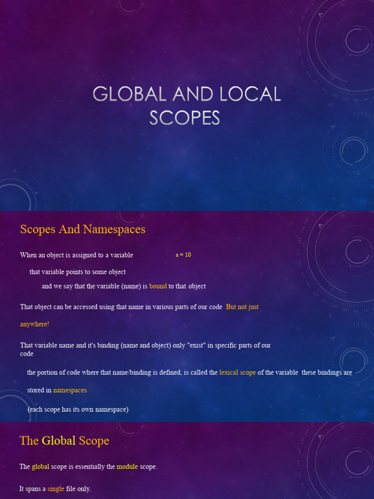 Lecture 25-26 - Global and Local Scopes | PDF | Scope (Computer Science) | Namespace
