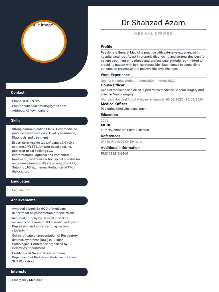 DR Shahzad Azam: Profile Image | PDF | Medicine | Internal Medicine