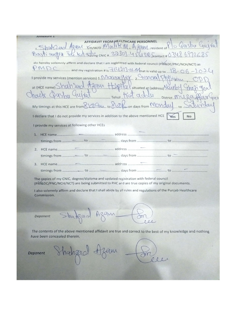 Affidavit Form | PDF