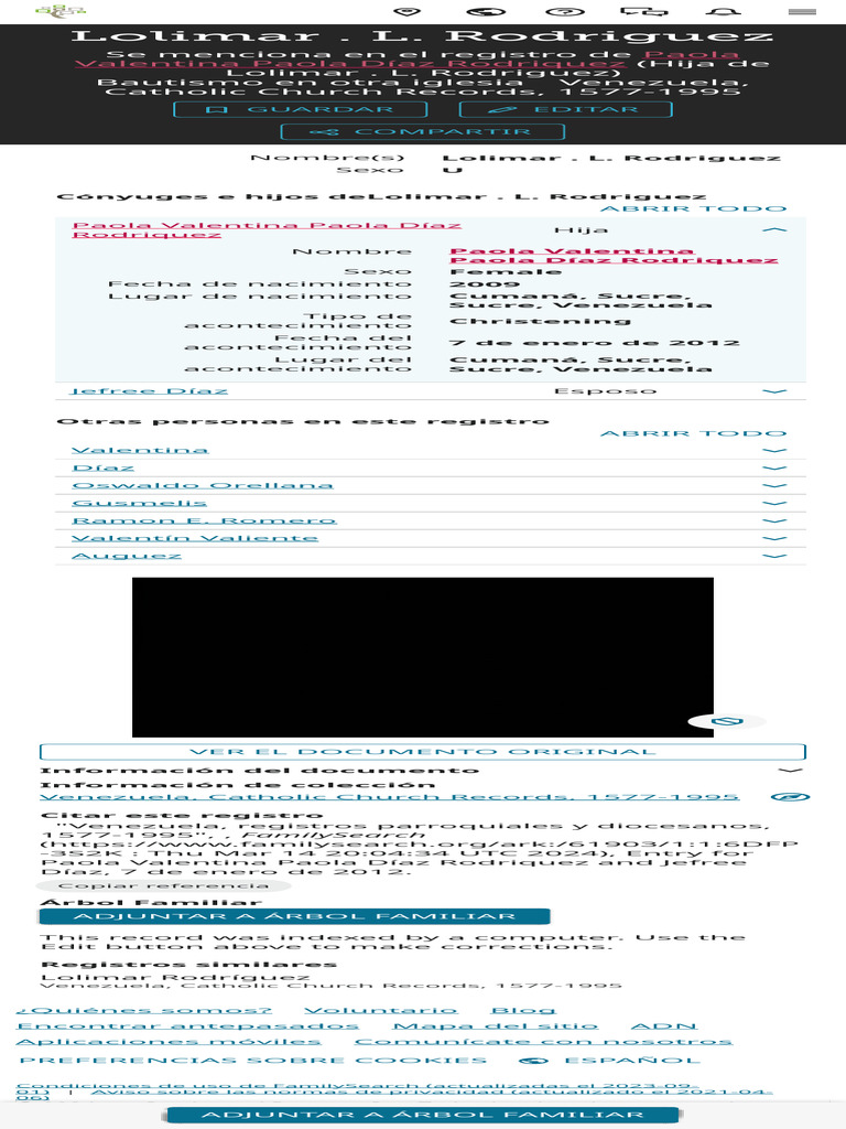Lolimar - L. Rodriguez, Venezuela, Registros Parroquiales y Diocesanos ...