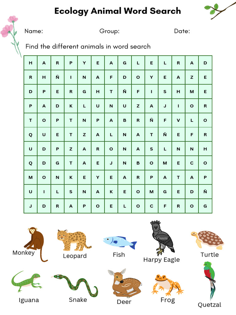Animal Word Search Puzzle | PDF | Zoology