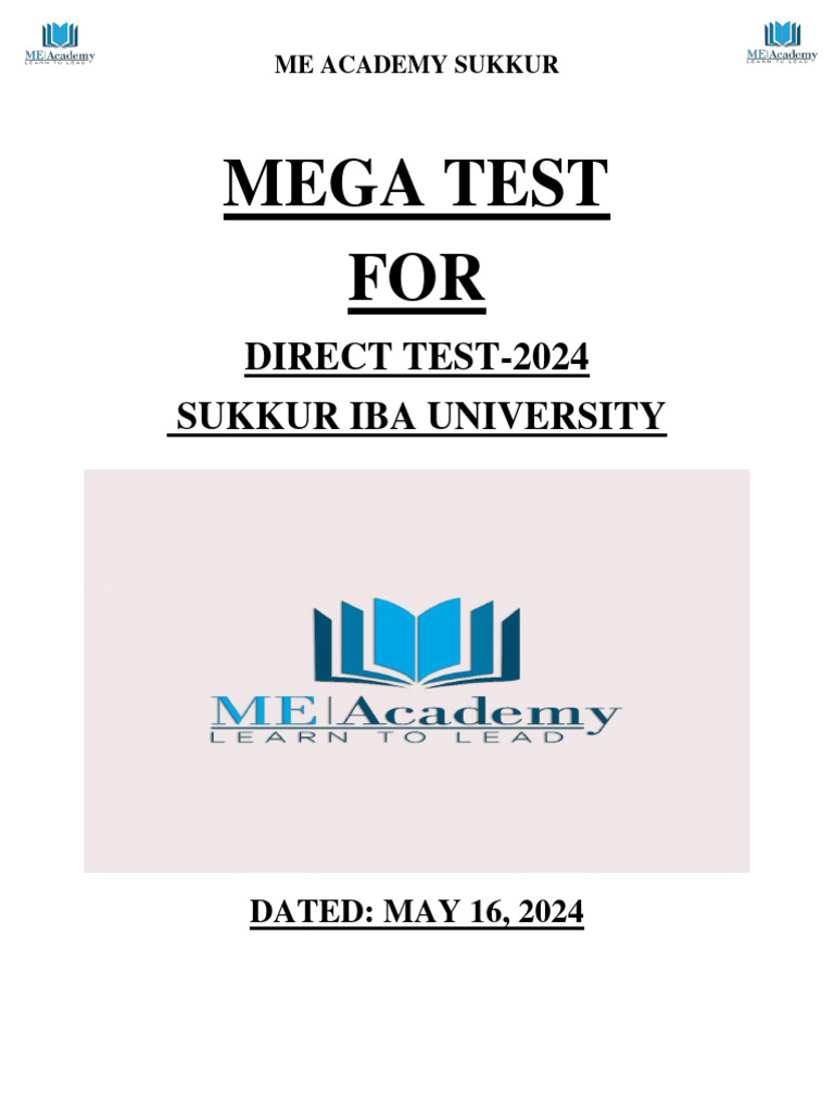ME Academy Sukkur Mega Test 2024 | PDF | Feminism | Gender Studies